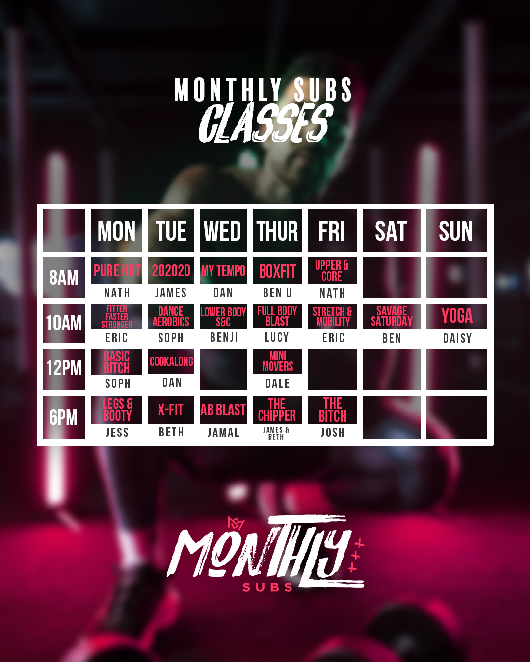 Timetable - Real Life Health and Fitness